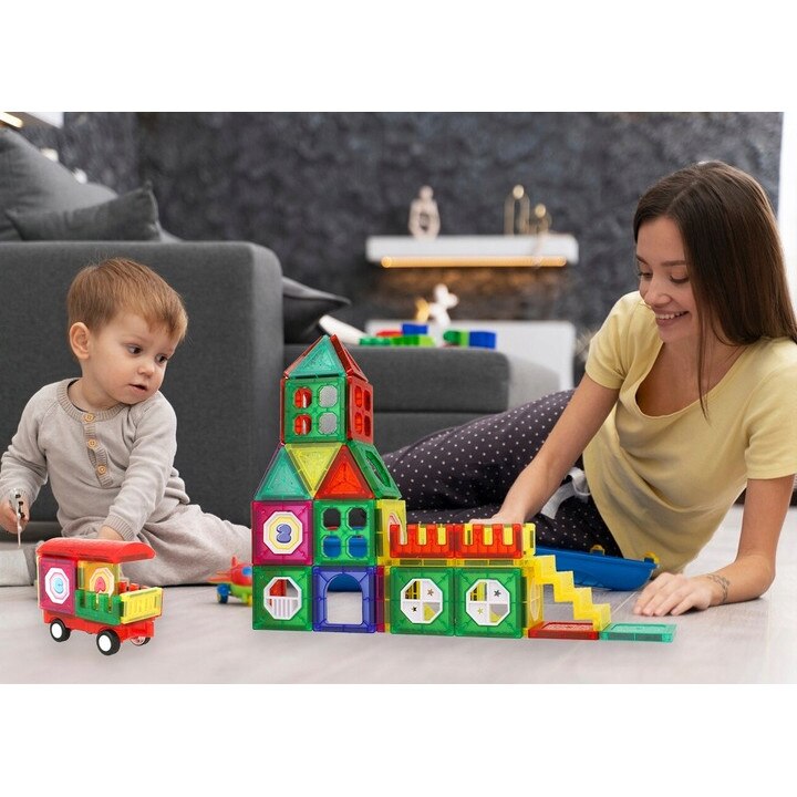 Set Piese Magnetice de Construit Educational si Creativ pentru Copii ...