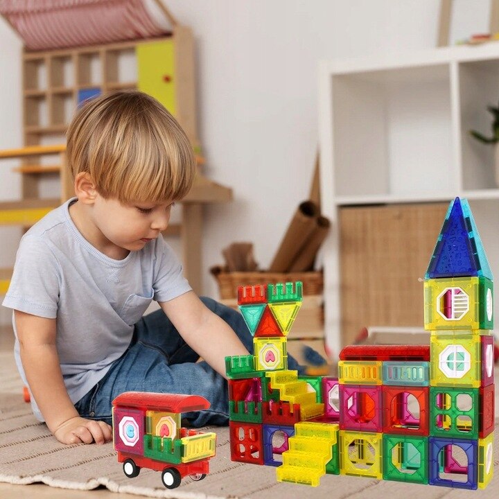 Set Piese Magnetice de Construit Educational si Creativ pentru Copii ...