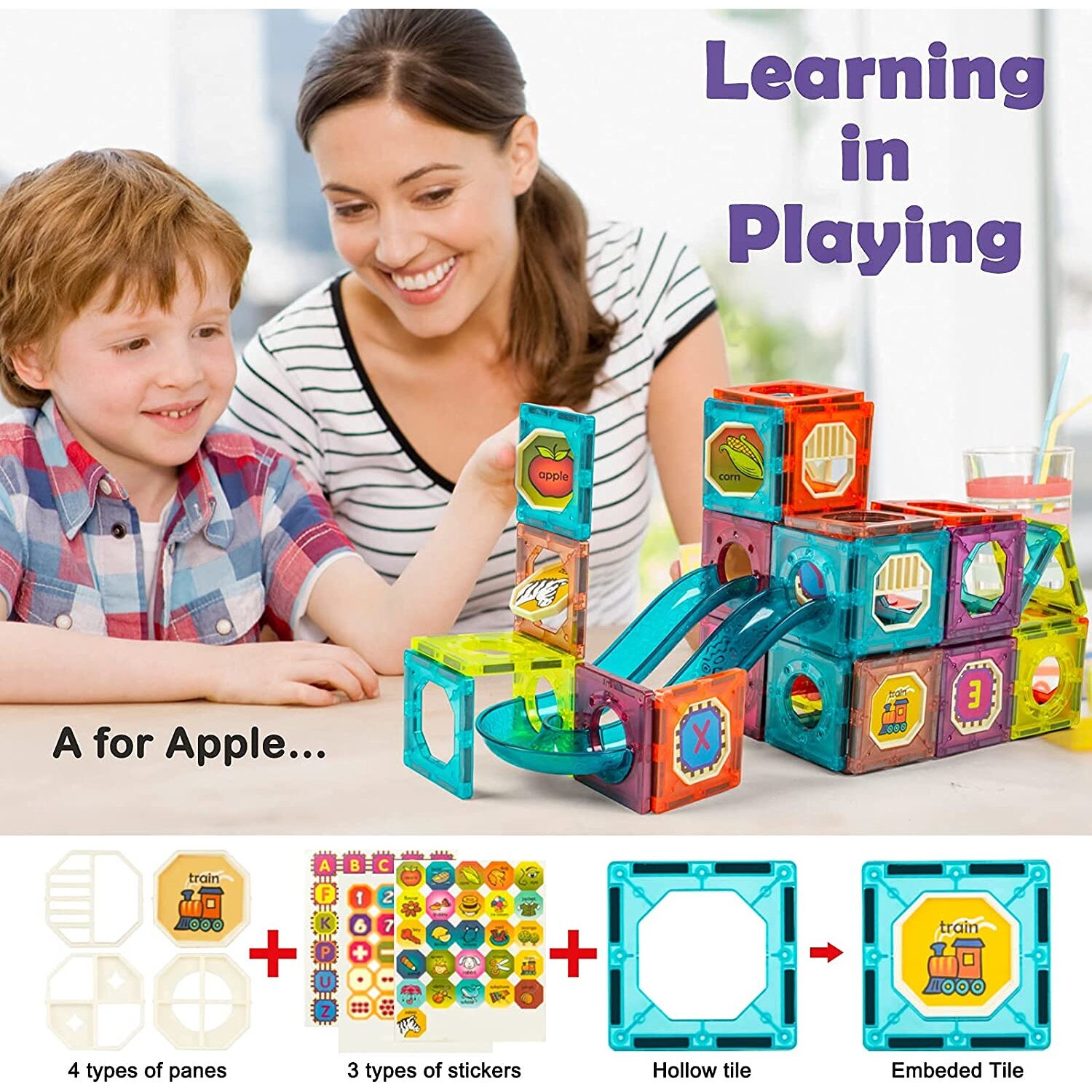 Set Piese Magnetice de Construit Educational si Creativ pentru Copii ...