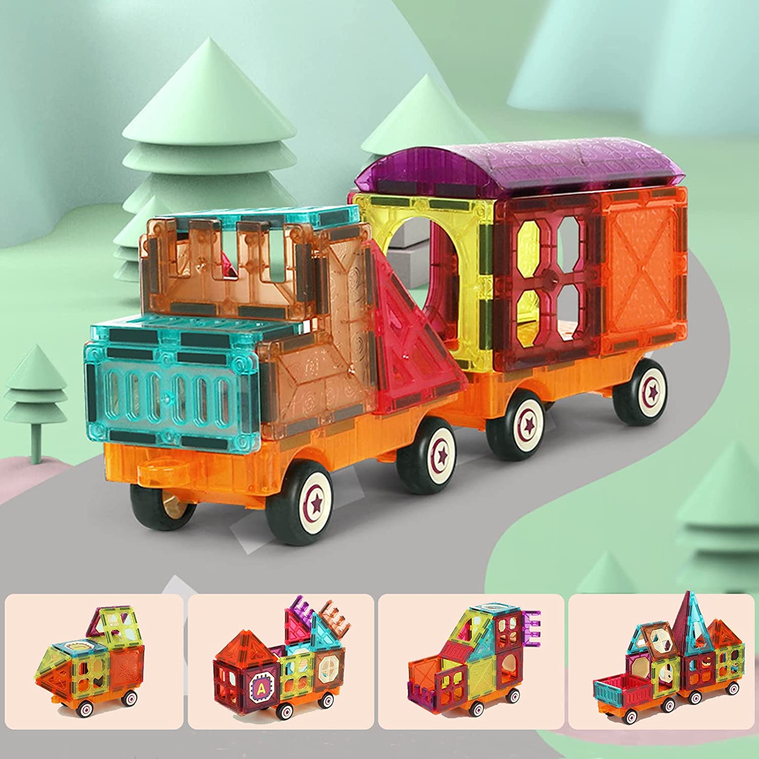 Set Piese Magnetice de Construit Educational si Creativ pentru Copii ...