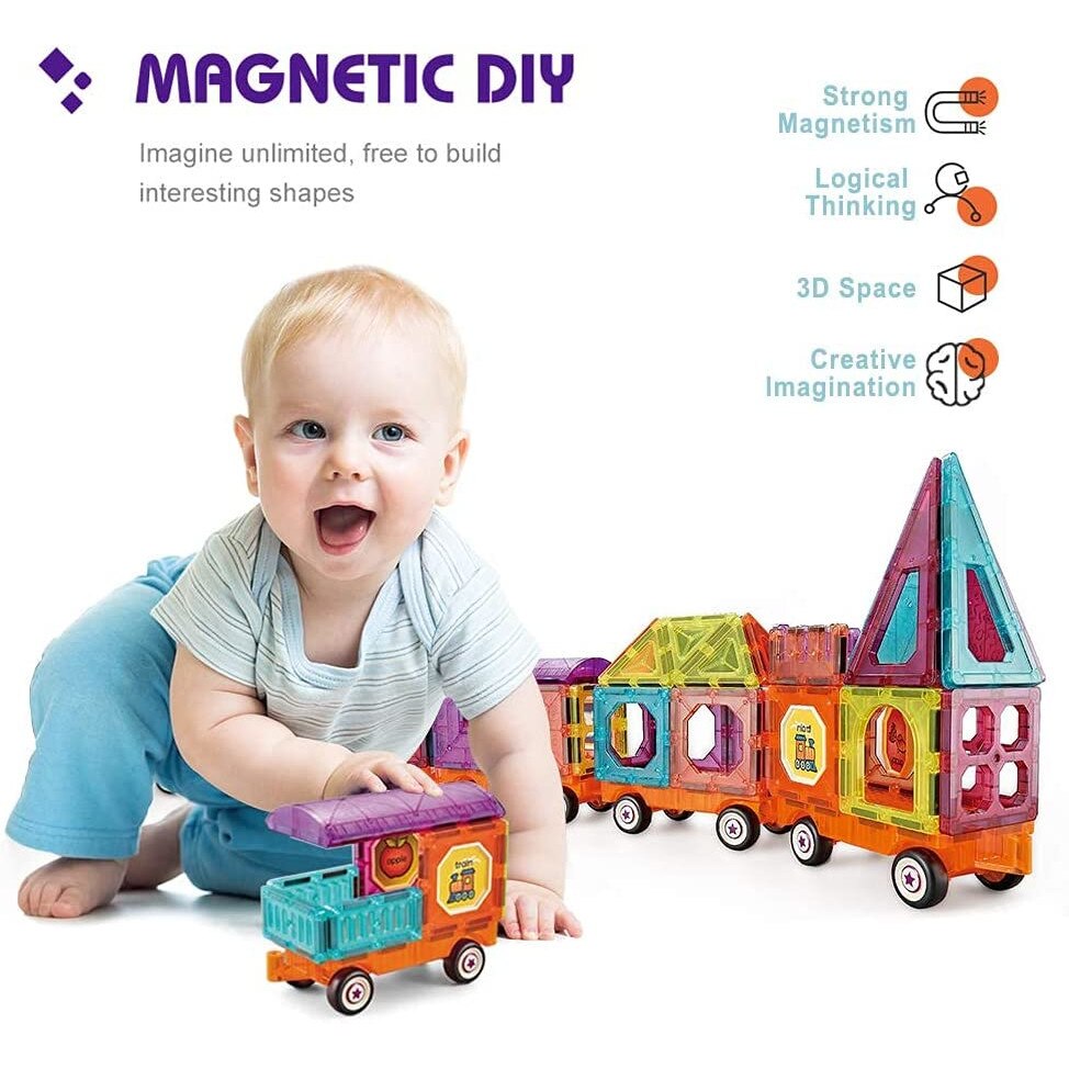 Set Piese Magnetice de Construit Educational si Creativ pentru Copii ...