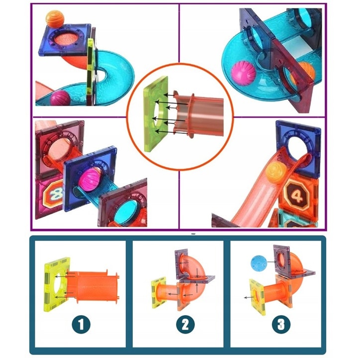 Set Piese Magnetice de Construit Educational si Creativ pentru Copii ...