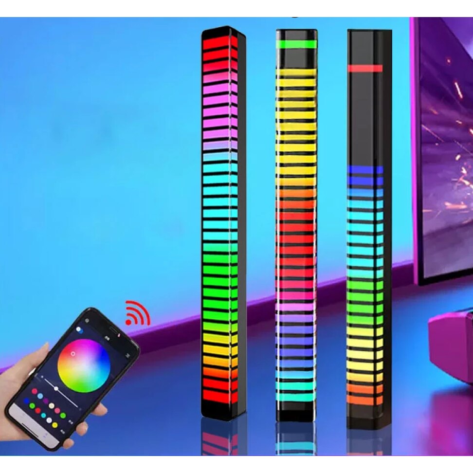 Lumina de ritm, bara RGB control din aplicatie cu functie VU meter ...