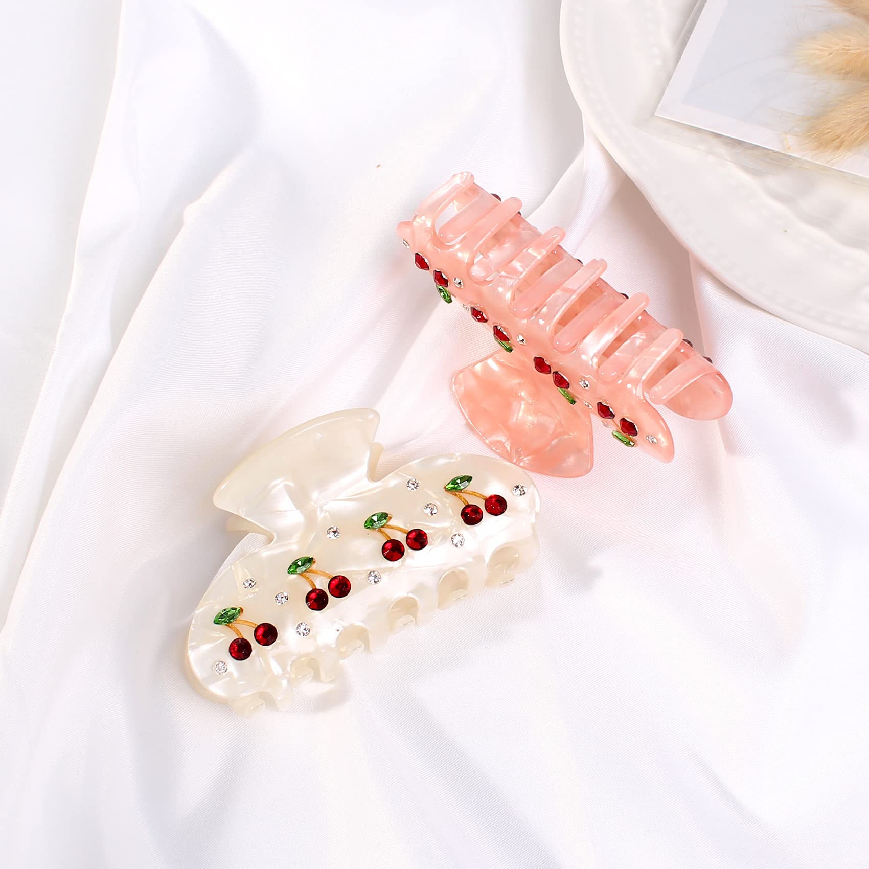 Set 2 clesti par cu decor cirese, DIGZ®, acril, alb/roz - eMAG.ro