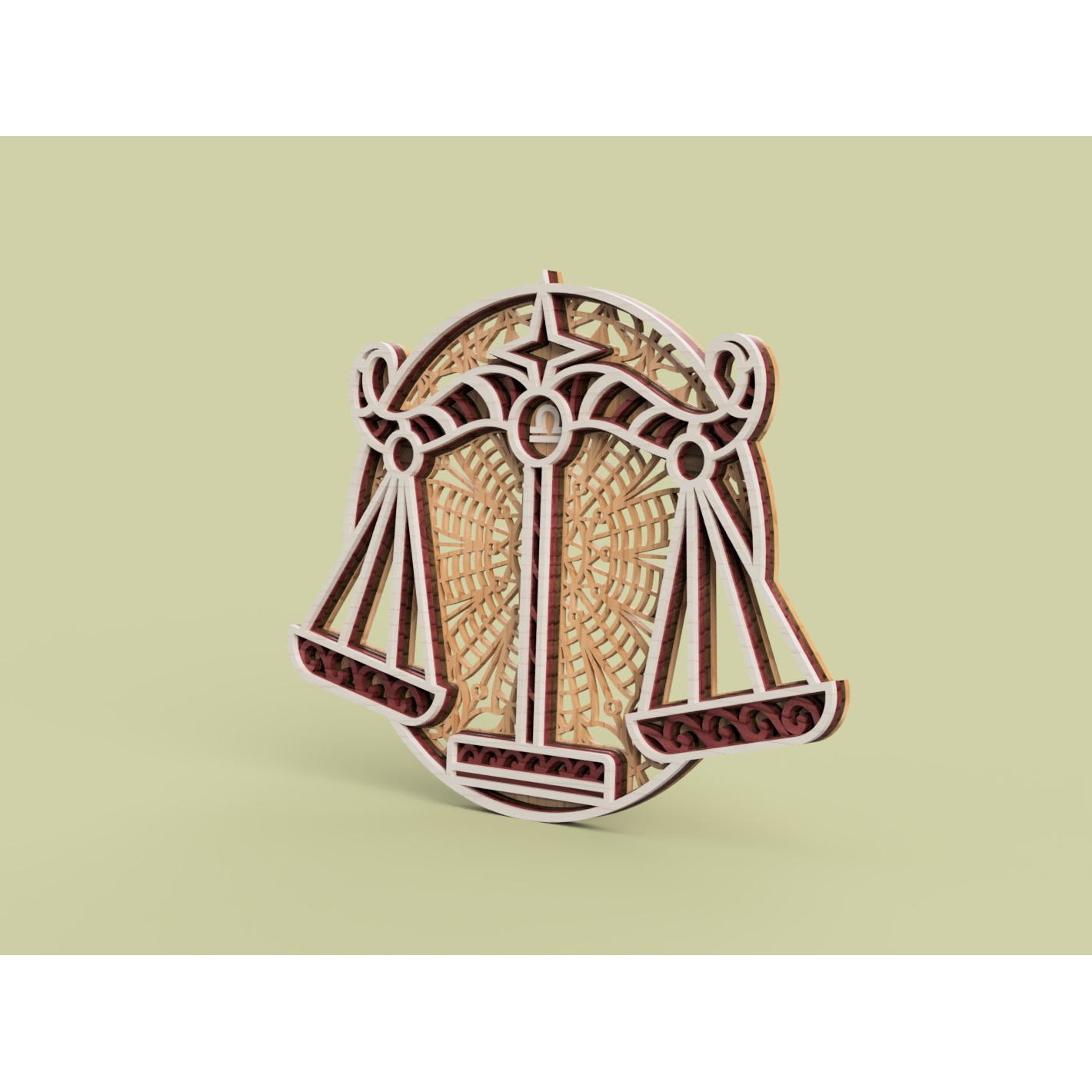 Semn zodiacal balanta, aplica de perete mandala multistrat, 30x30 cm ...