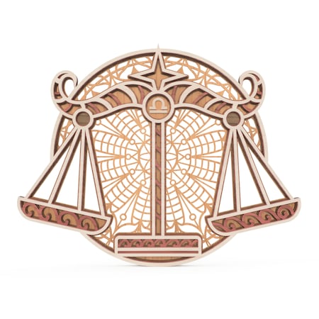 Semn zodiacal balanta, aplica de perete mandala multistrat, 30x30 cm ...