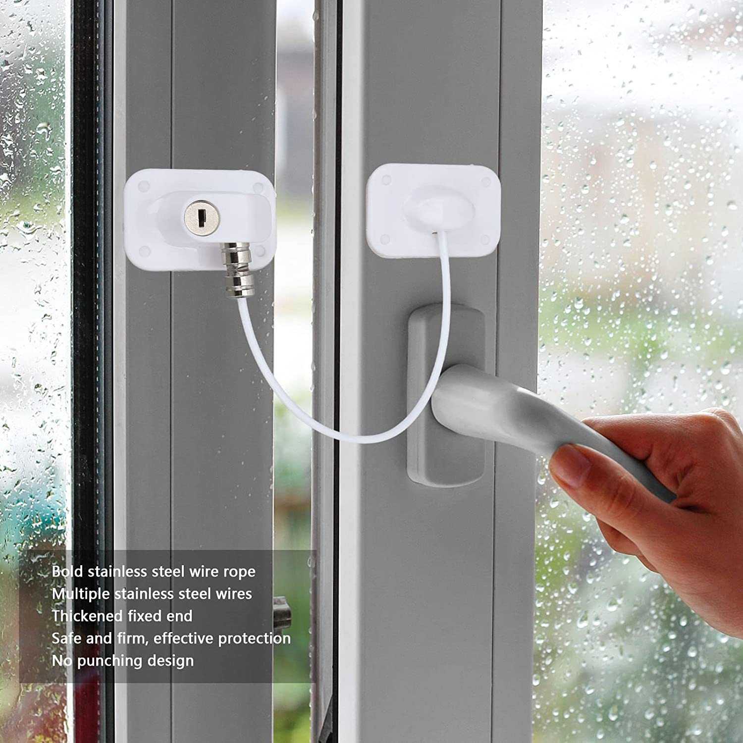 Sistem siguranta pentru geam cu cheie 20 cm, Bambinice, Alb - eMAG.ro