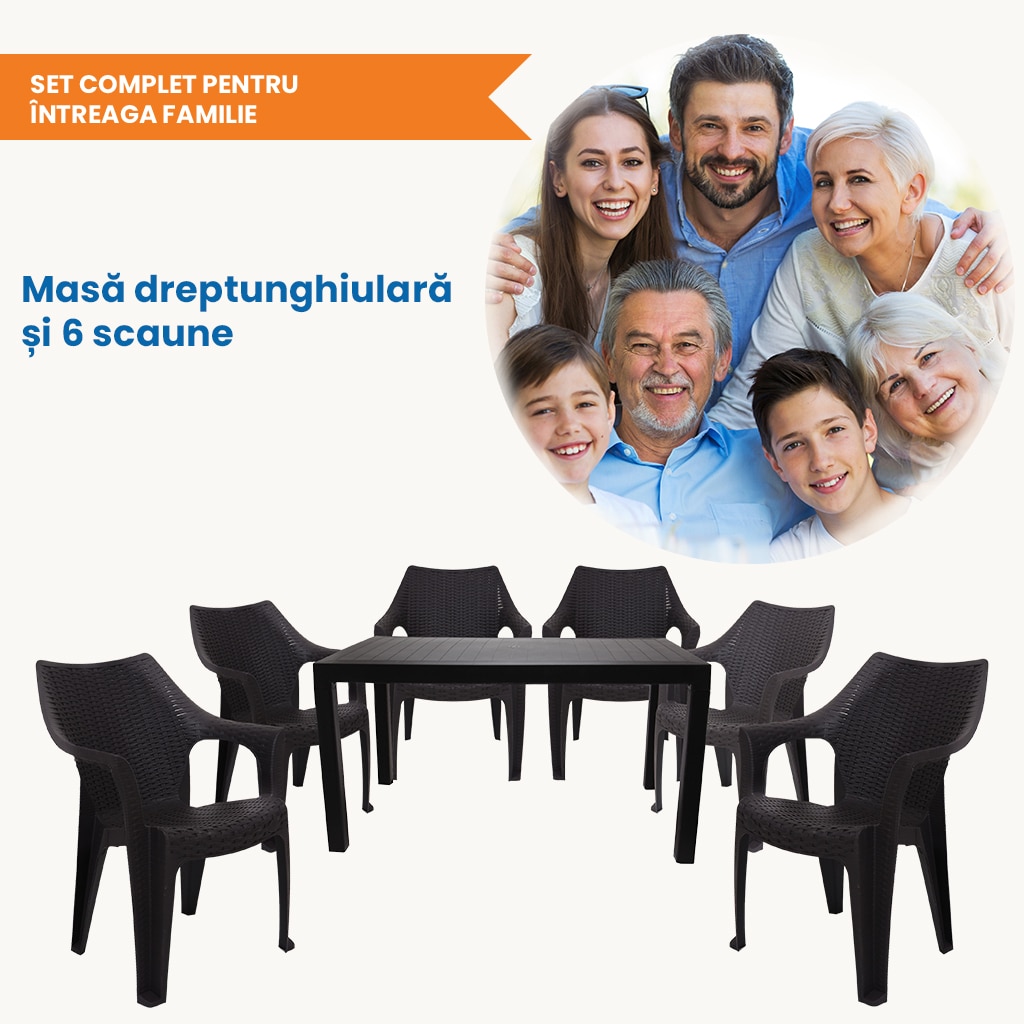 Set masa cu 6 scaune, pentru terasa si gradina, IdealStore, premium ...
