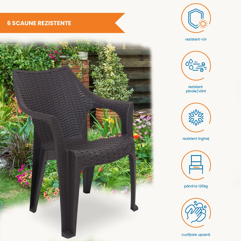 Set masa cu 6 scaune, pentru terasa si gradina, IdealStore, premium ...