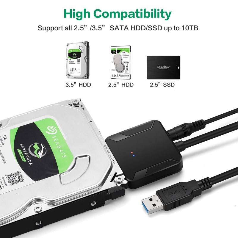 Set Adaptor SATA la USB 3.0 si Alimentator 1A, conectarea SSD / HDD de ...