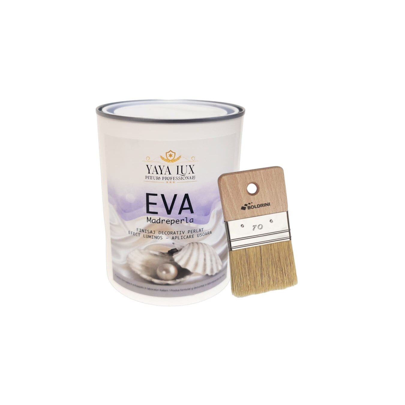 Комплект за боядисване YaYa Color, Декоративна боя Eva Madreperla, 1л и ...