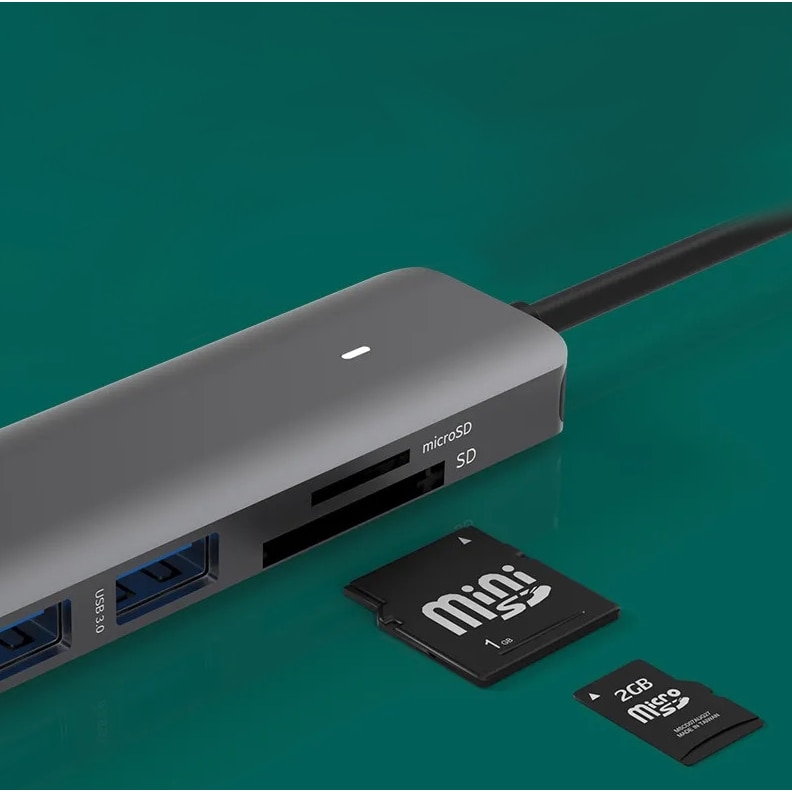 HUB USB-C 7IN1 3x USB 3.0 kártyaolvasó SD TF COMBO Zenwire - eMAG.hu