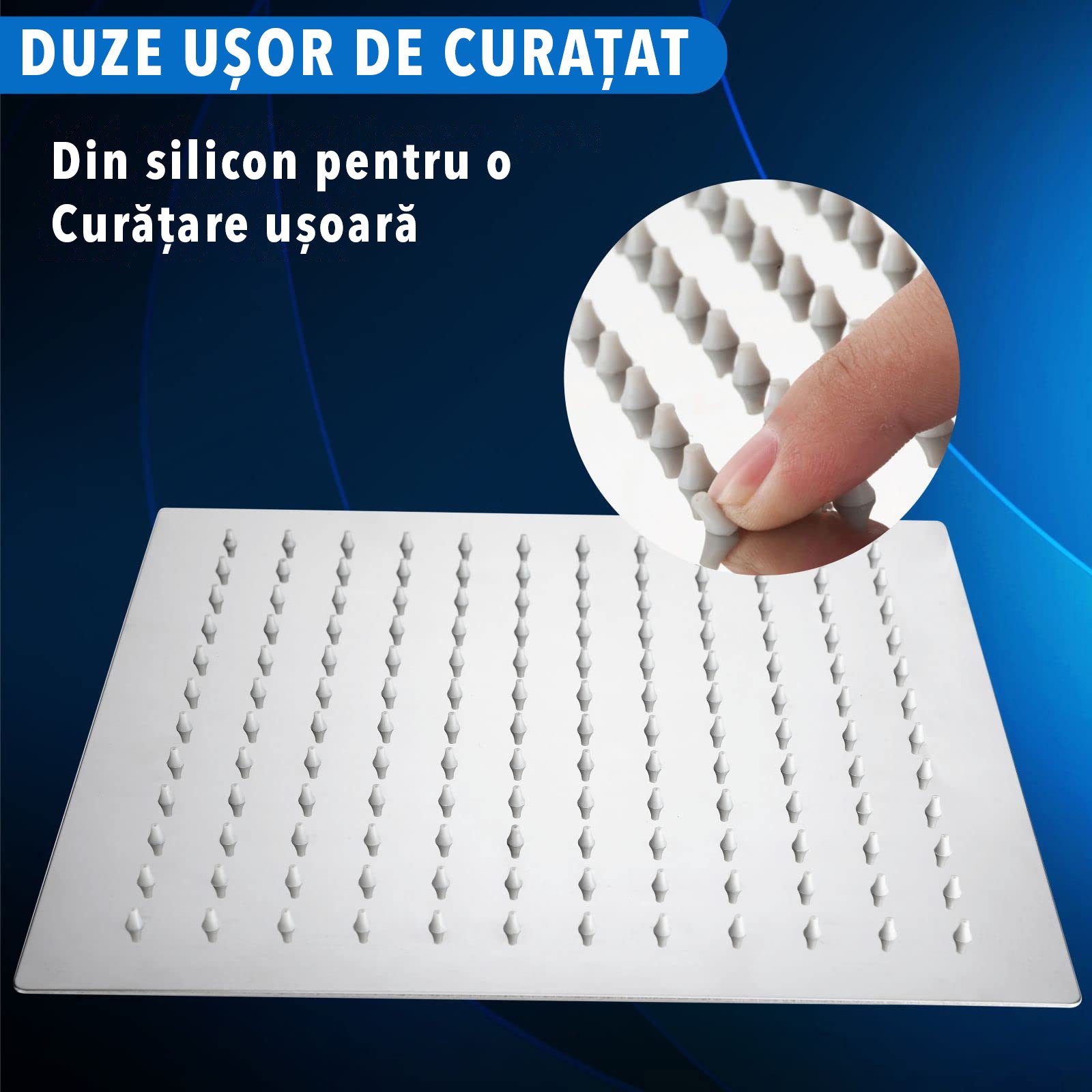 Cap de dus patrat, ultra slim, model ploaie, 40x 40 cm, fabricat din ...