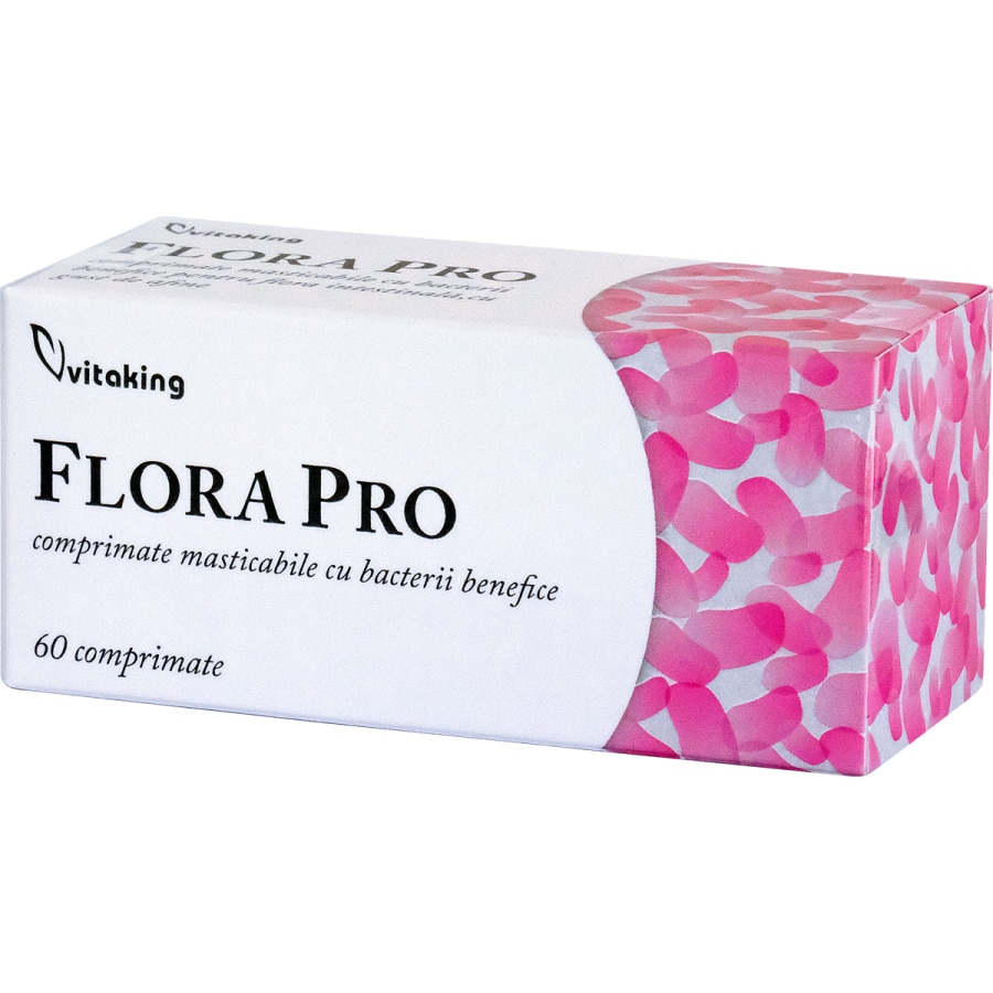 Flora Pro - comprimate masticabile cu bacterii benefice, Vitaking, 60 ...