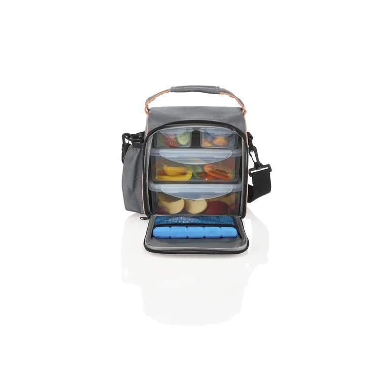 Set Geanta termica + 5 cutii alimentare, Ernesto, Folie/textil/plastic ...