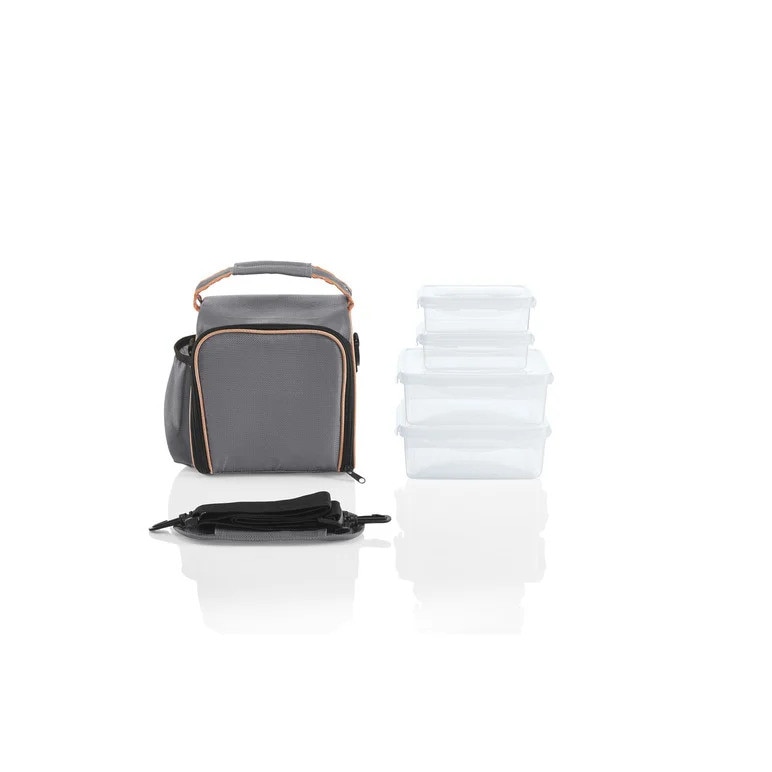 Set Geanta termica + 5 cutii alimentare, Ernesto, Folie/textil/plastic ...