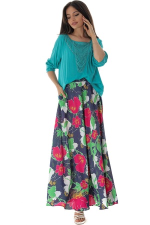 Fusta maxi Roh Fr526 cu flori si buzunare - eMAG.ro