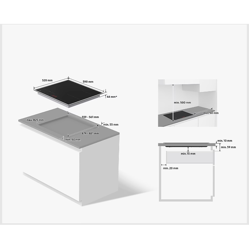 Plita incorporabila Samsung Bespoke NZ64B5067YY/U2, Inductie, 4 zone de ...