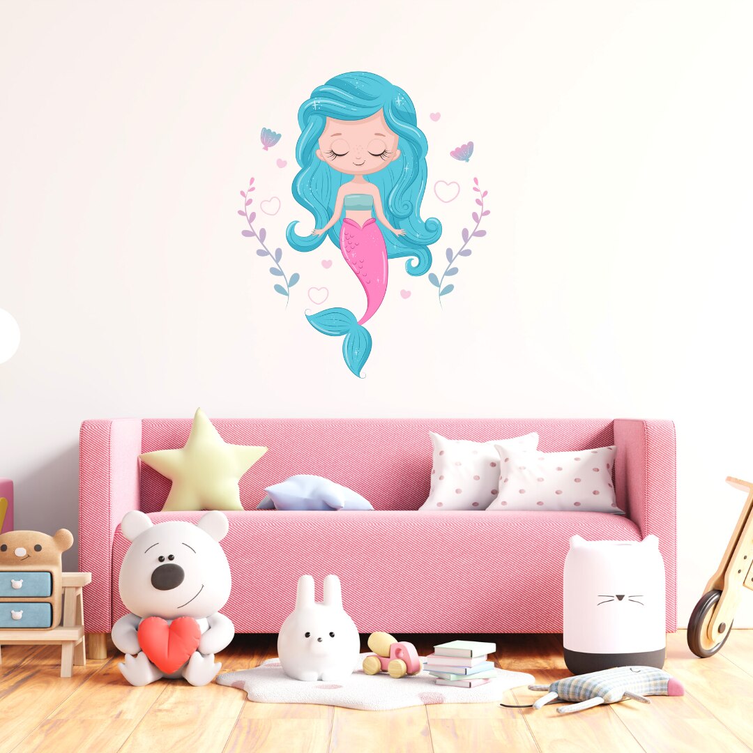 Sticker decorativ perete copii, sirena, rezistent la lumina, rezistent ...