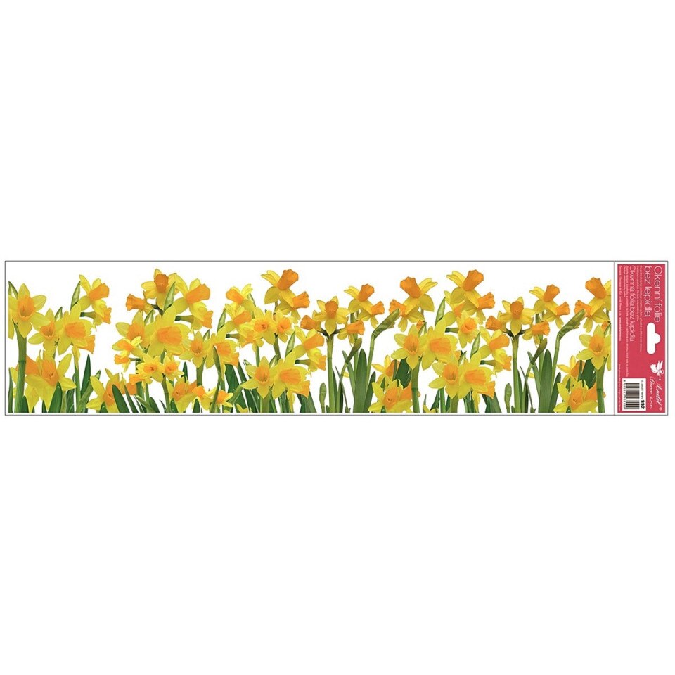Autocolant static pentru geam - camp cu narcise, 64 x 15 cm - eMAG.ro