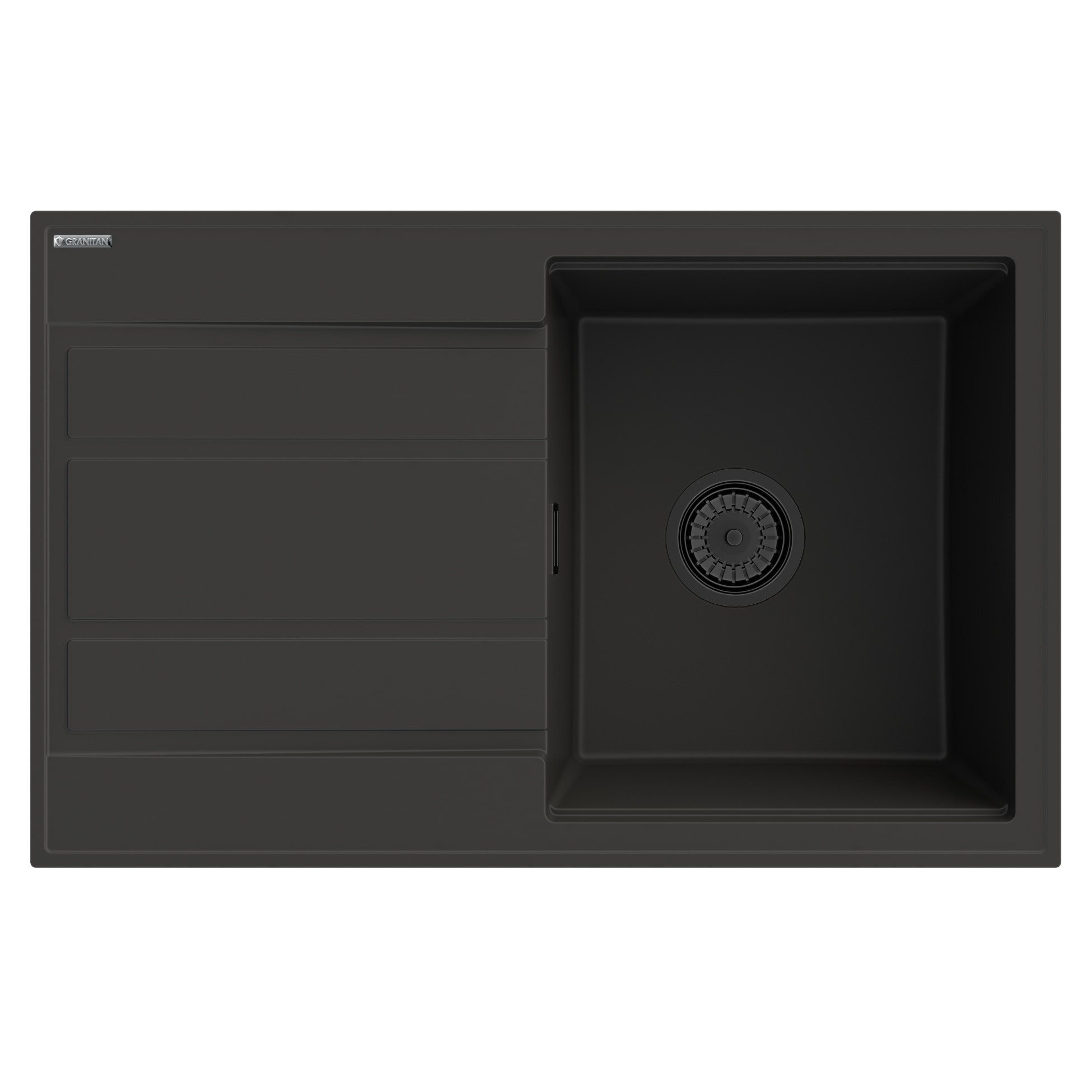 Set chiuveta bucatarie si sifon, Granitan, Granit, 35mm, Negru - eMAG.ro