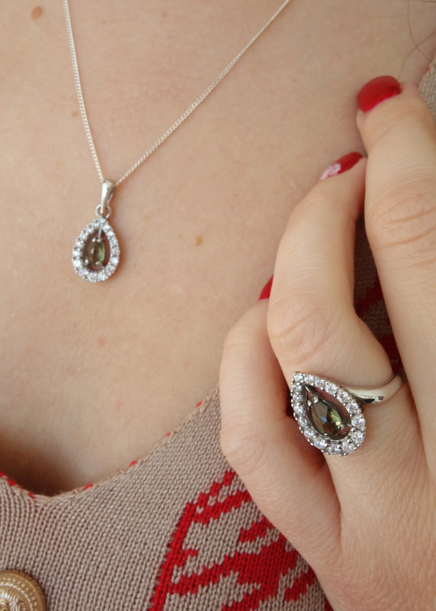 Дамски Пръстен A-B, Циркони, Молдавит, Сребро 925 - eMAG.bg