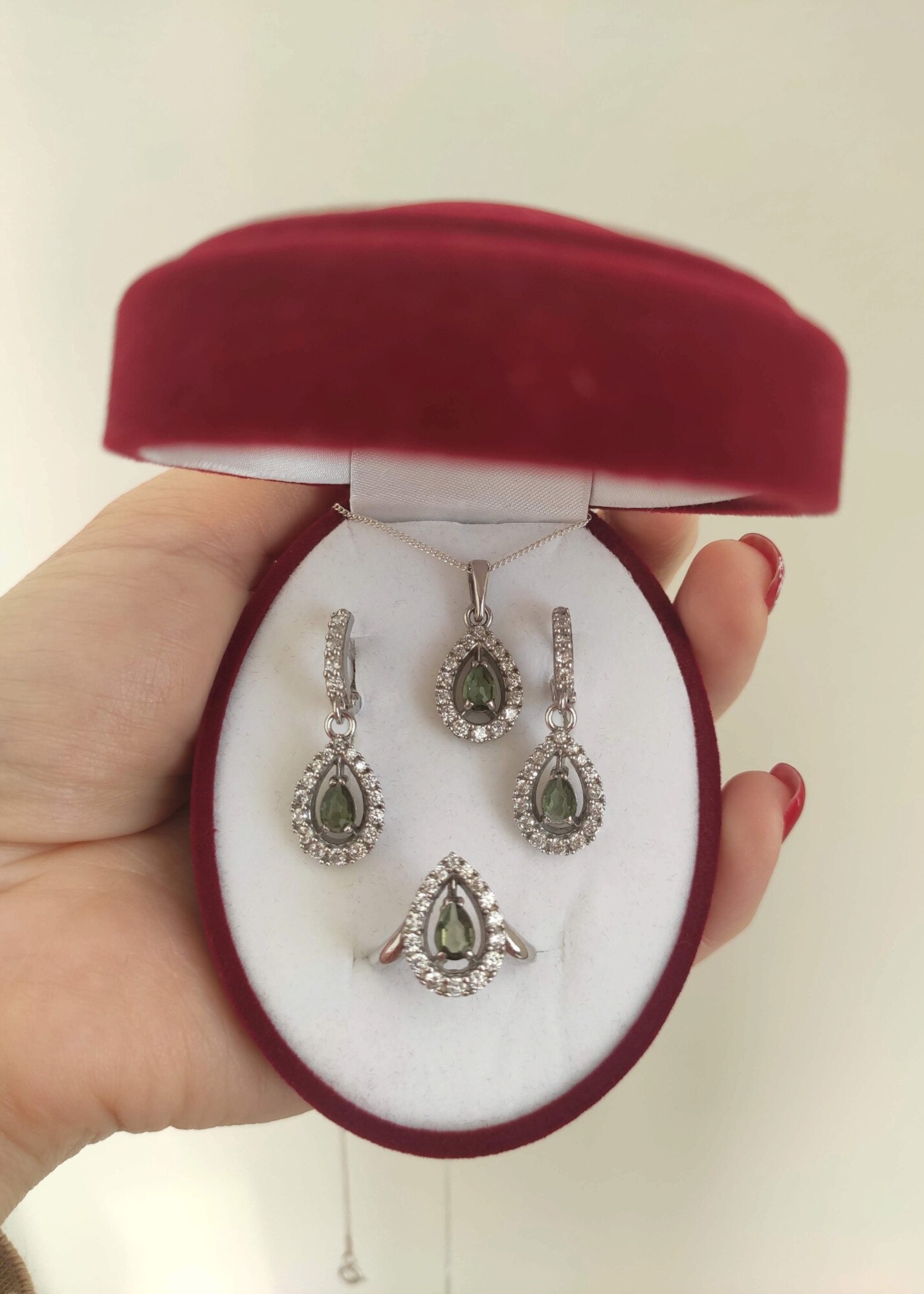 Дамски Пръстен A-B, Циркони, Молдавит, Сребро 925 - eMAG.bg