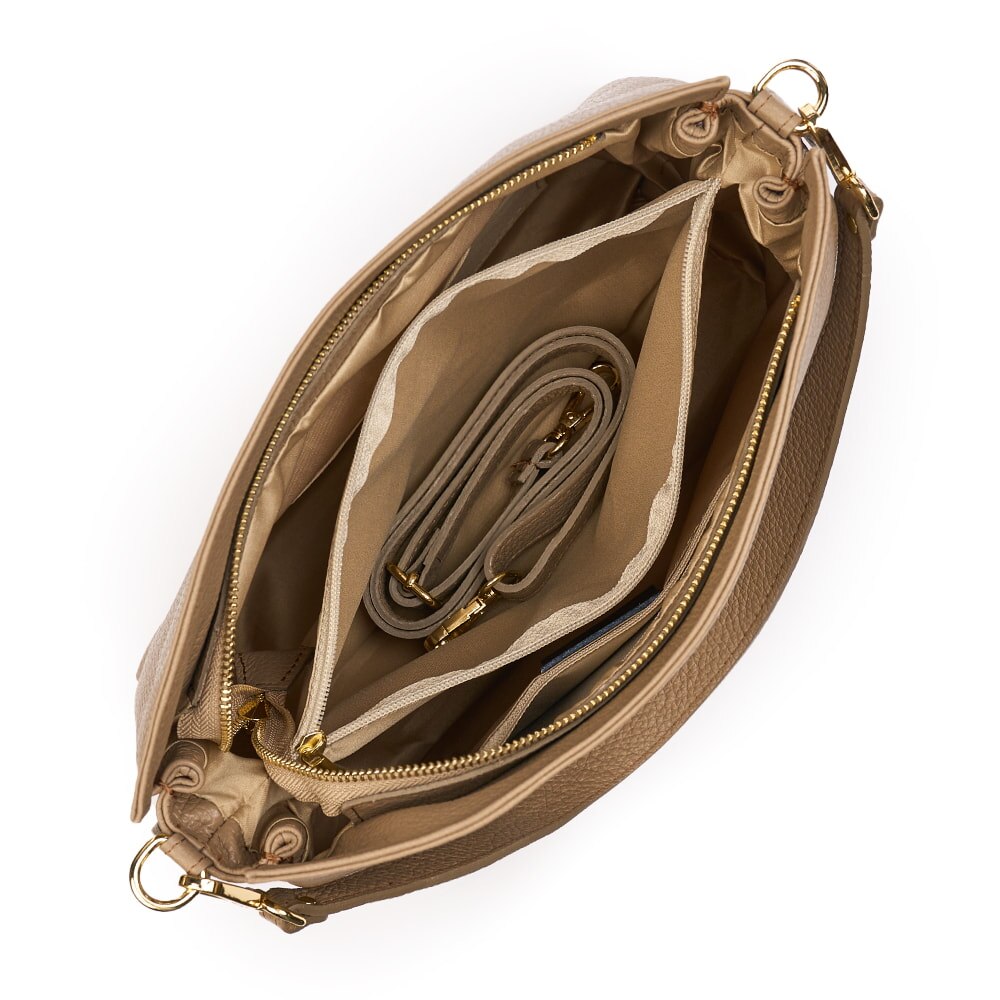 Geanta dama din piele naturala Delia bej - eMAG.ro