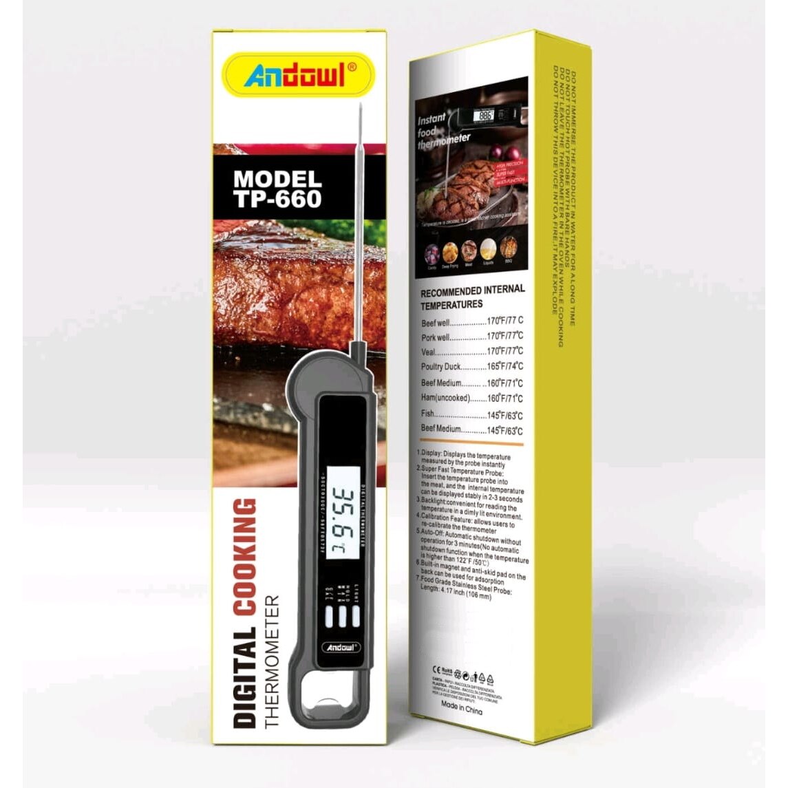 Termometru Alimentar, Digital, cu Deschizator de Sticle Incorporat, -50 ...