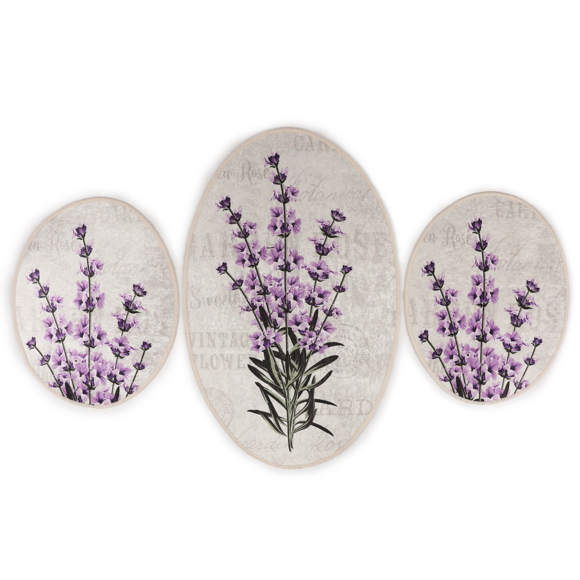 Set Covorase de baie 3 bucati Asi Home Lavanda, Multicolor, 50 x 60 cm ...