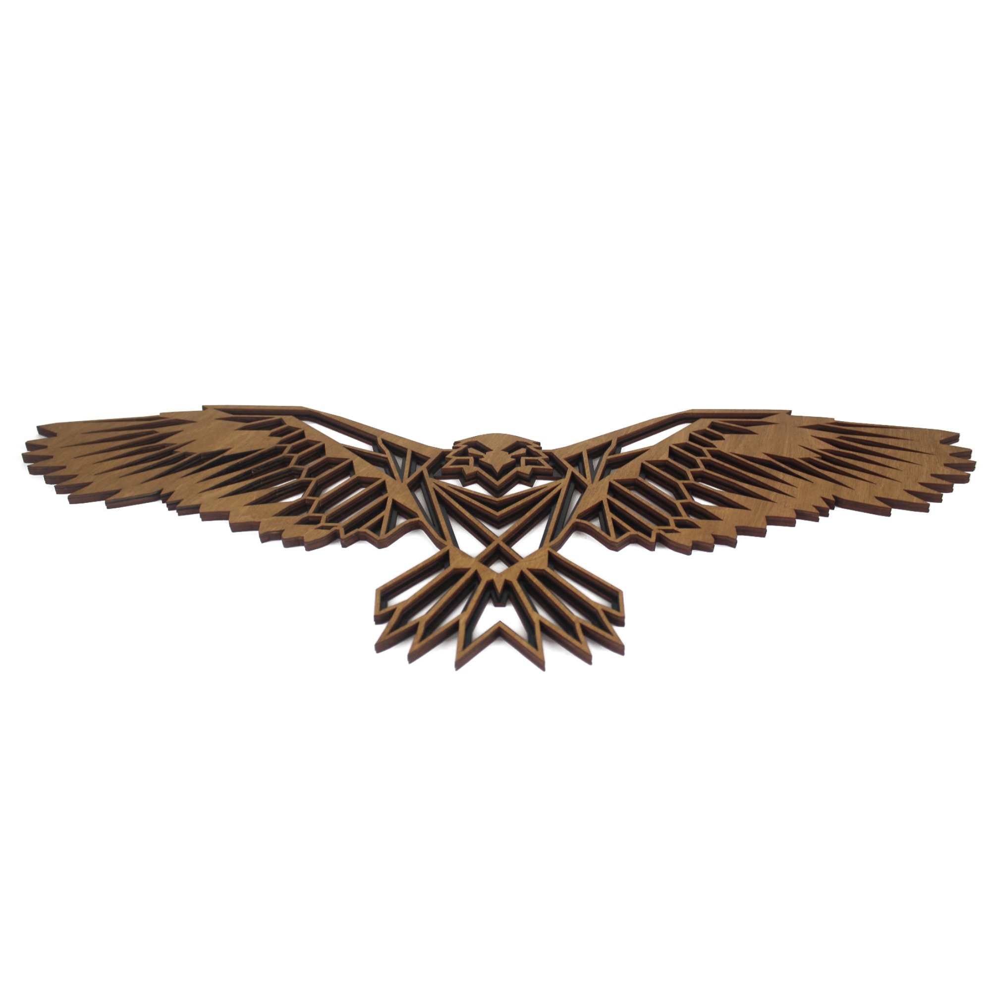 Decor perete din lemn, Design Vultur, 61 x 25 cm, Negru si Nuc - eMAG.ro