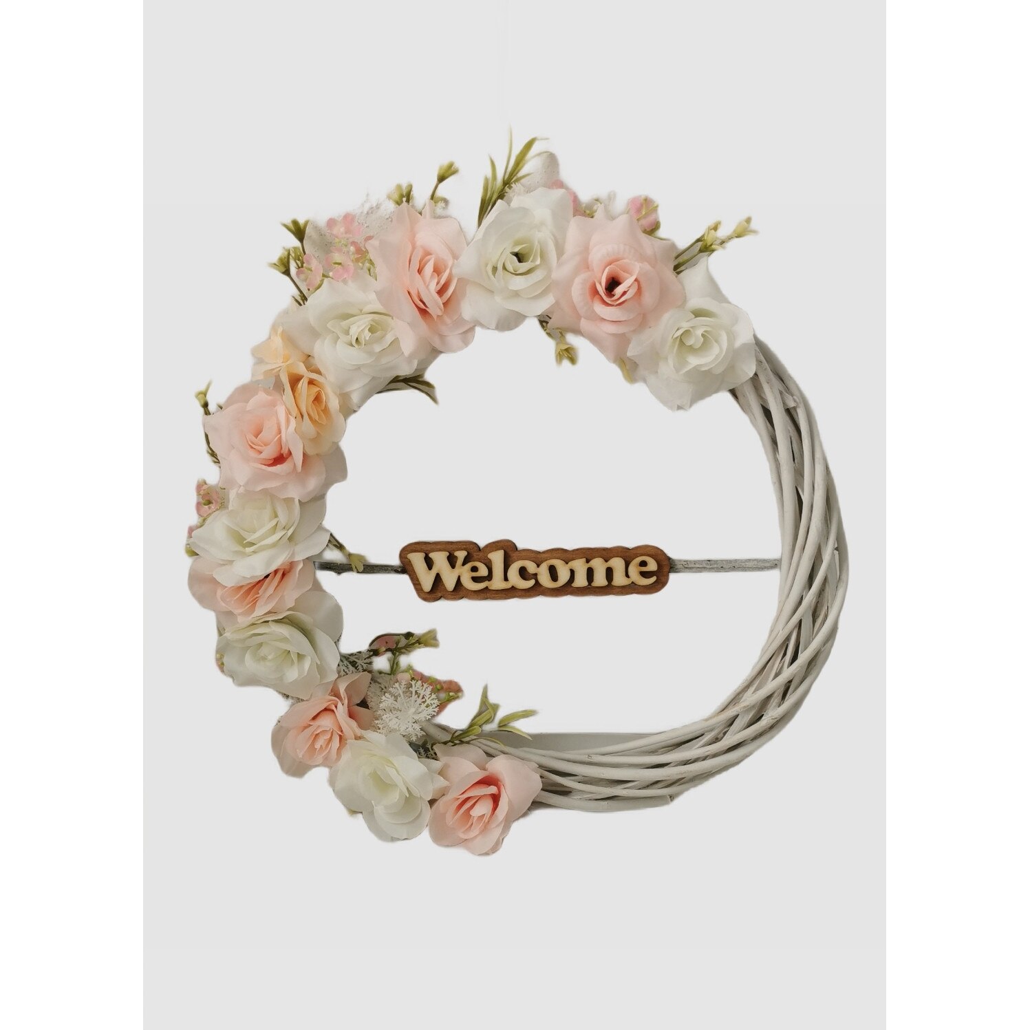 Coronita Ratan " Welcome ", model flori pastel, 32 cm - eMAG.ro