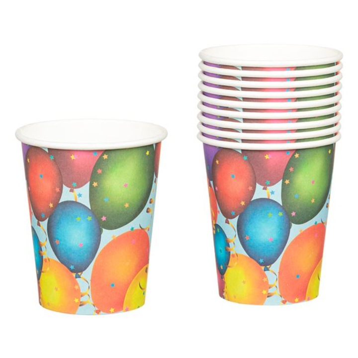 Set 10 pahare pentru petreceri, Baloane Colorate, carton, 270ml - eMAG.ro