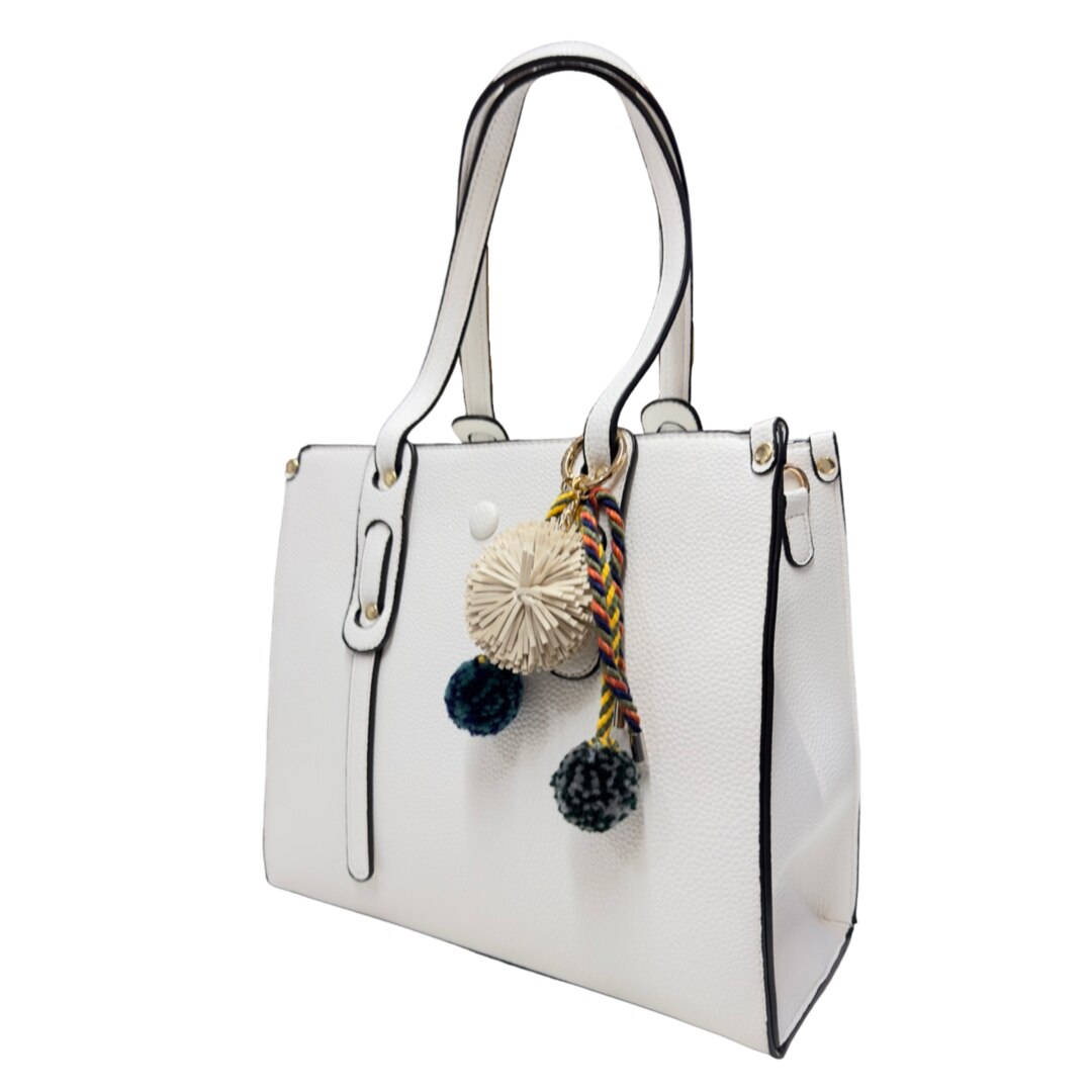 Poseta office din piele ecologica, de mana, alba, 32x26x15 cm - eMAG.ro