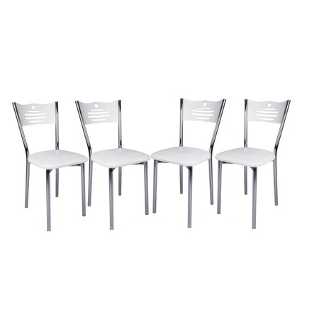 Set 4 scaune de bucatarie piele ecologica Albe - eMAG.ro