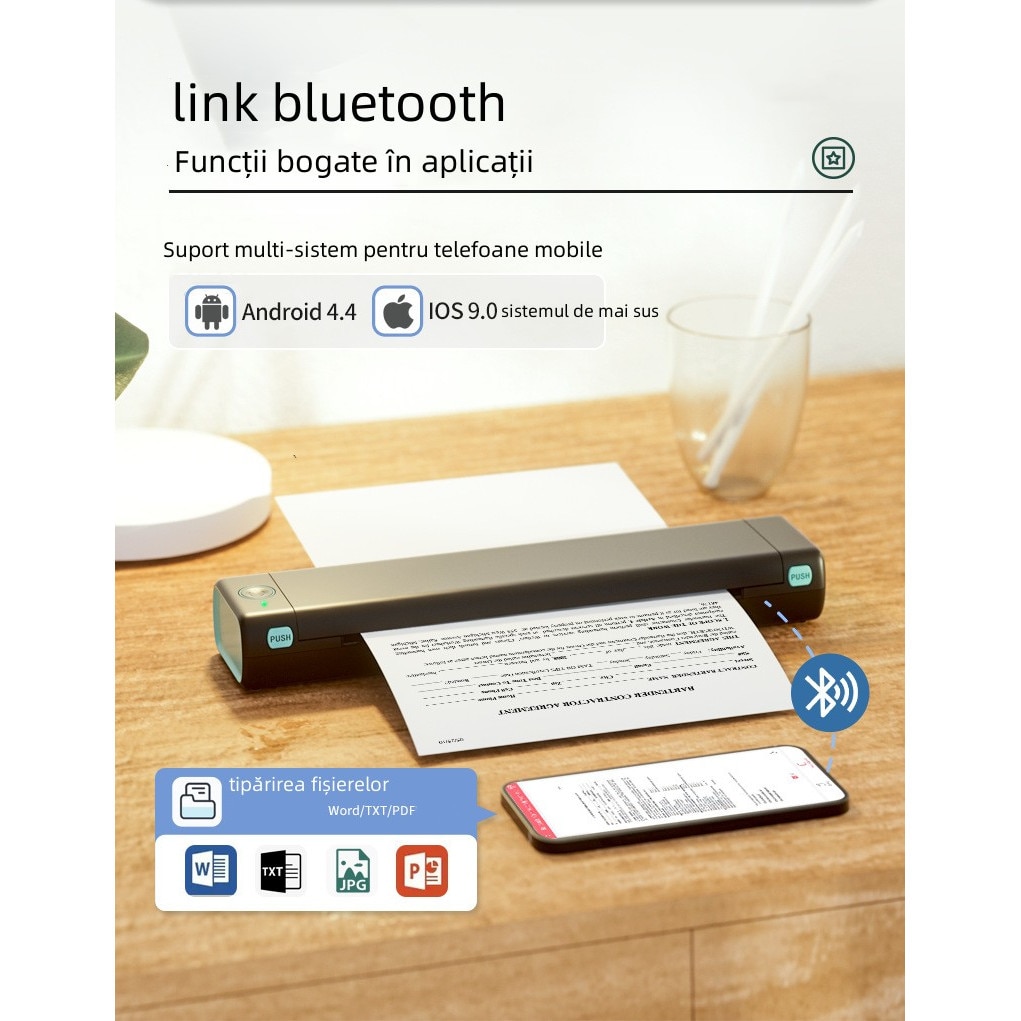 Mini imprimanta termica, IOOIOO®， portabila, A4, imprimare card ...