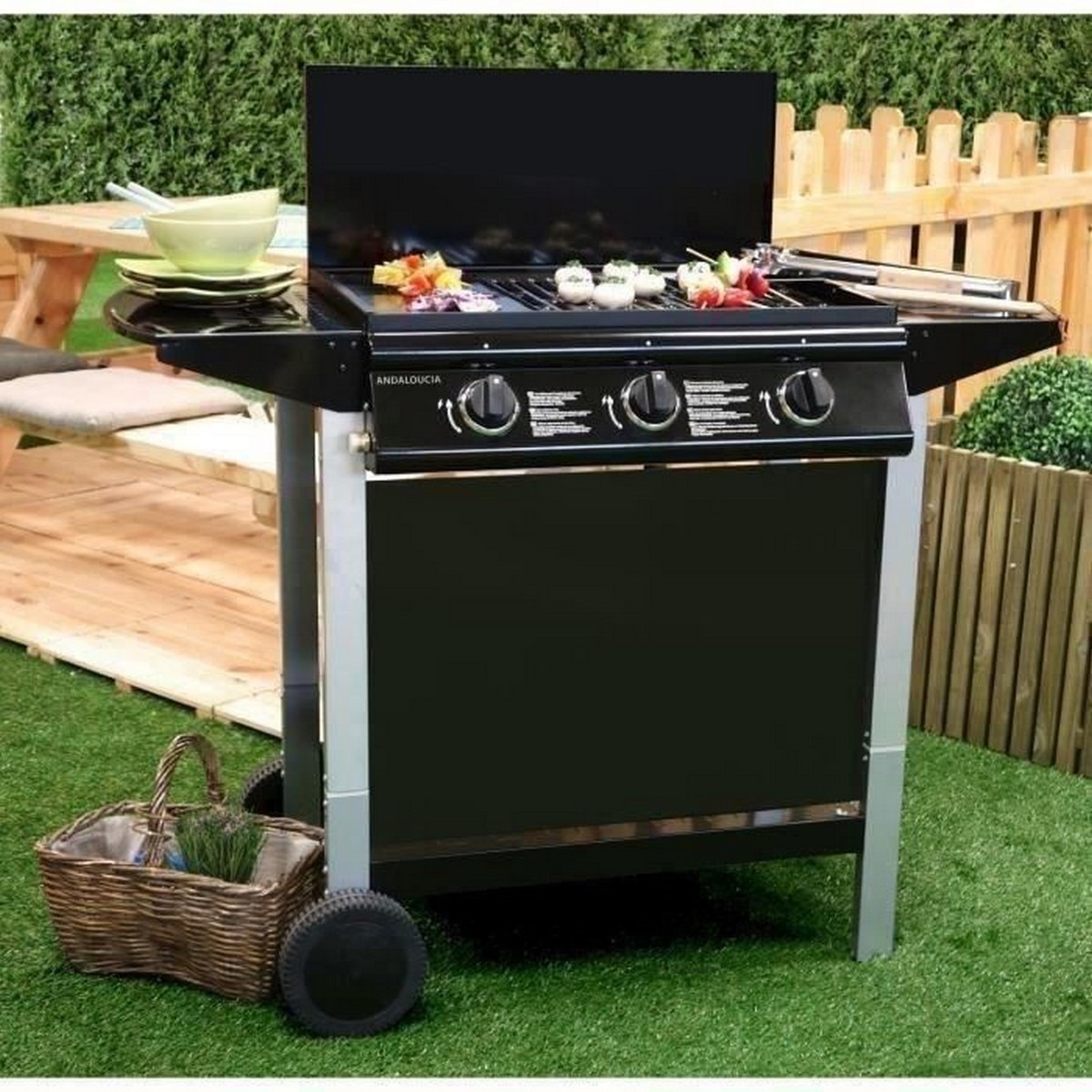 Gratar De Gradina Pe Gaz Grill Garden Cu Roti 10,5KW 62 x 42 cm, 3 ...