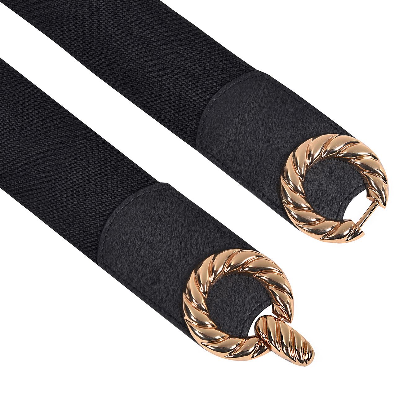 Curea de dama, neagra, elastica, catarama aurie, 76x6cm - eMAG.ro