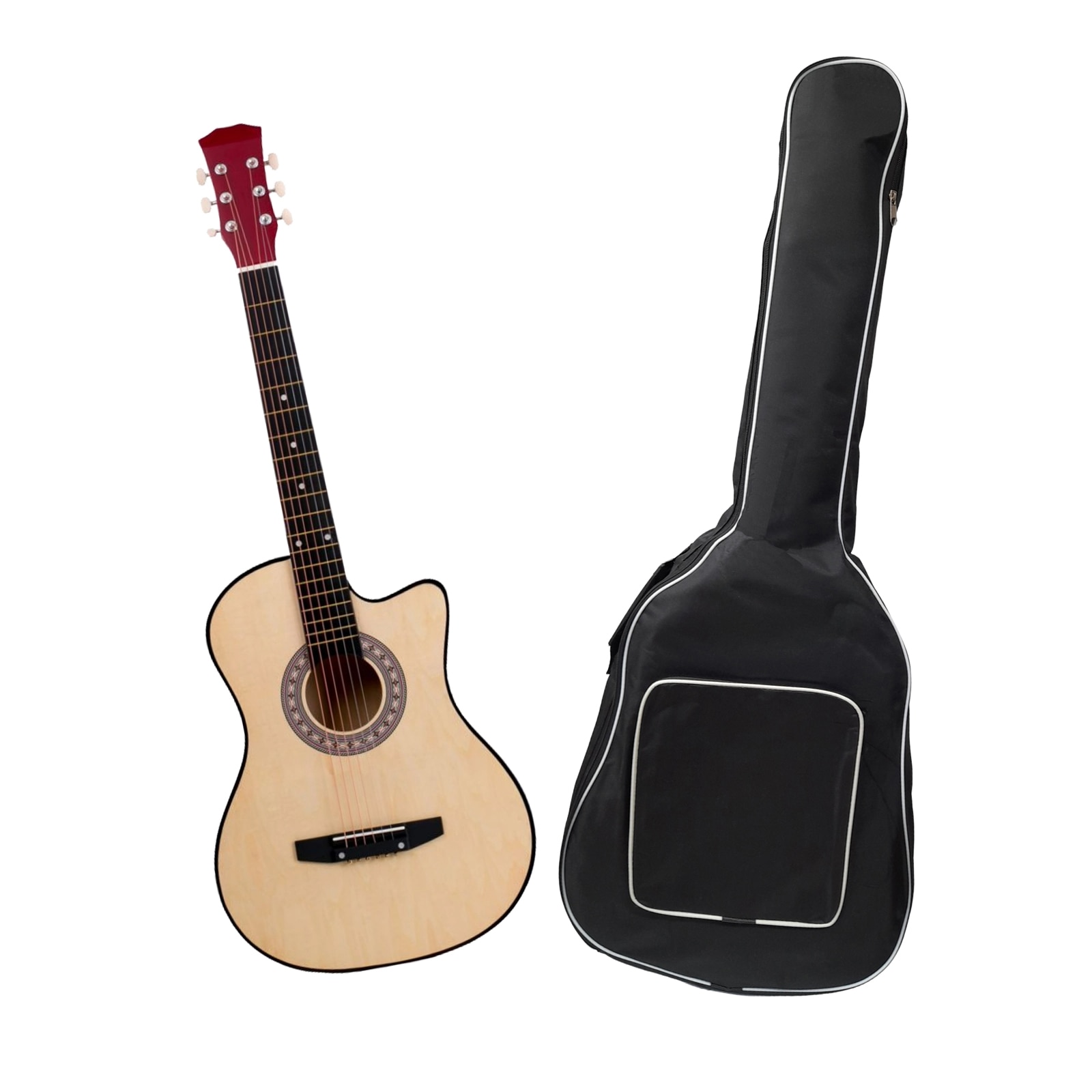 Chitara clasica IdeallStore®, 95 cm, lemn, Cutaway, natur, husa inclusa - eMAG.ro