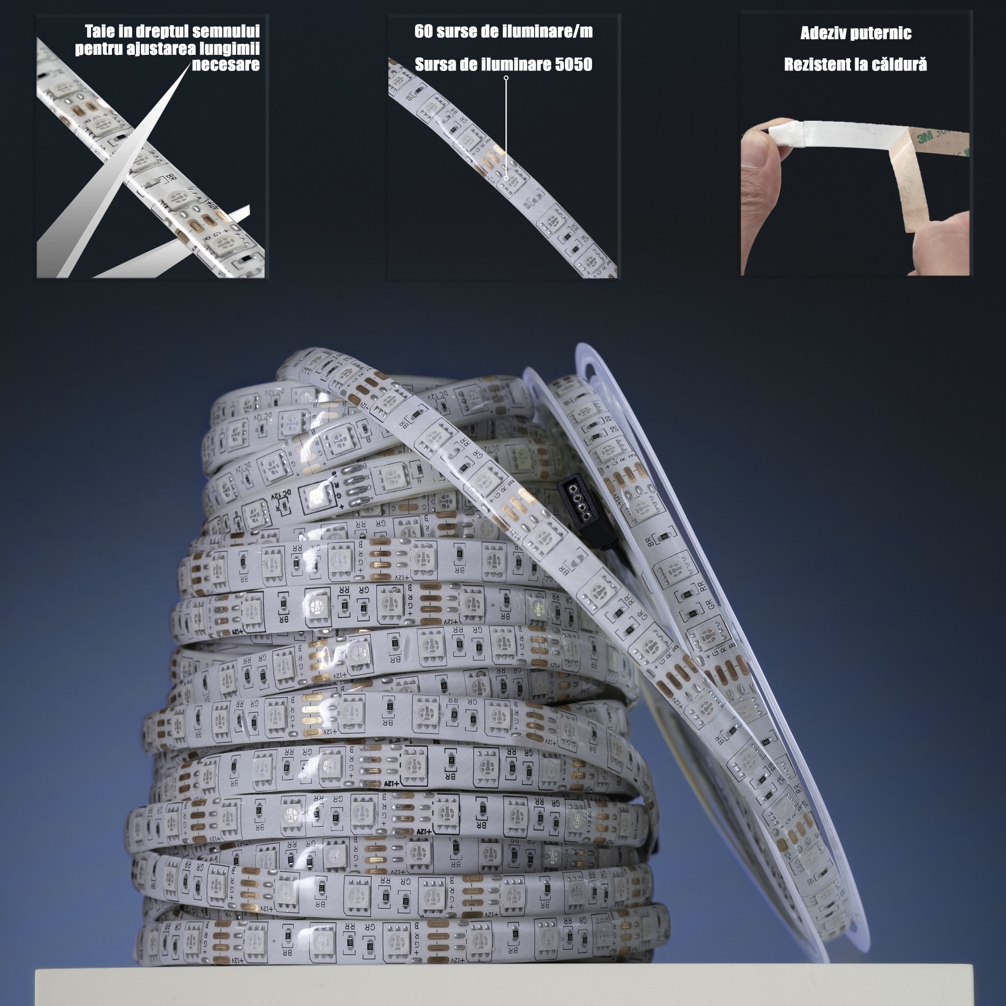 Banda LED RGB ZAFIT™ 5 metri, Interior/Exterior IP65, 300 leduri, 5050 ...