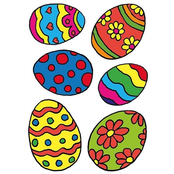 Sticker geam cu motive de Pasti - 6 oua colorate, 30 x 30 cm - eMAG.ro