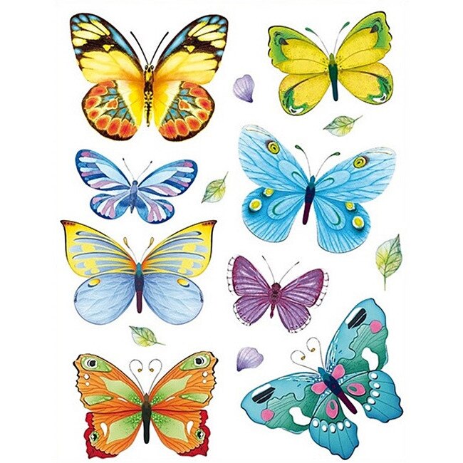 Sticker geam - fluturi si petale colorate, 42 x 30 cm - eMAG.ro