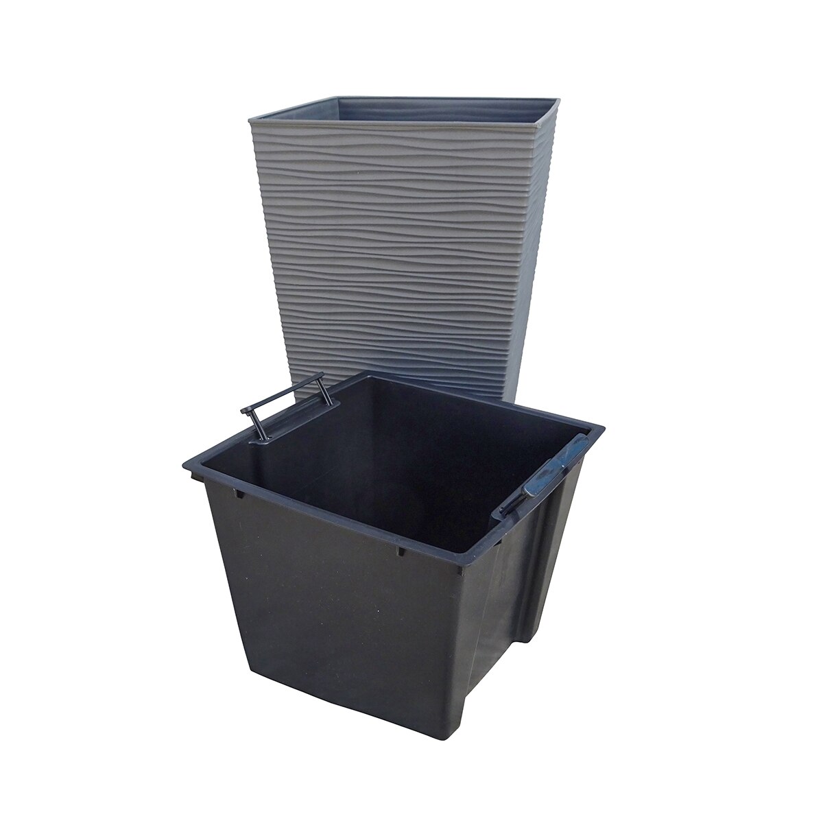 Ghiveci inalt Natalia, H46 cm, cu vas interior detasabil, Gri AU46 ...