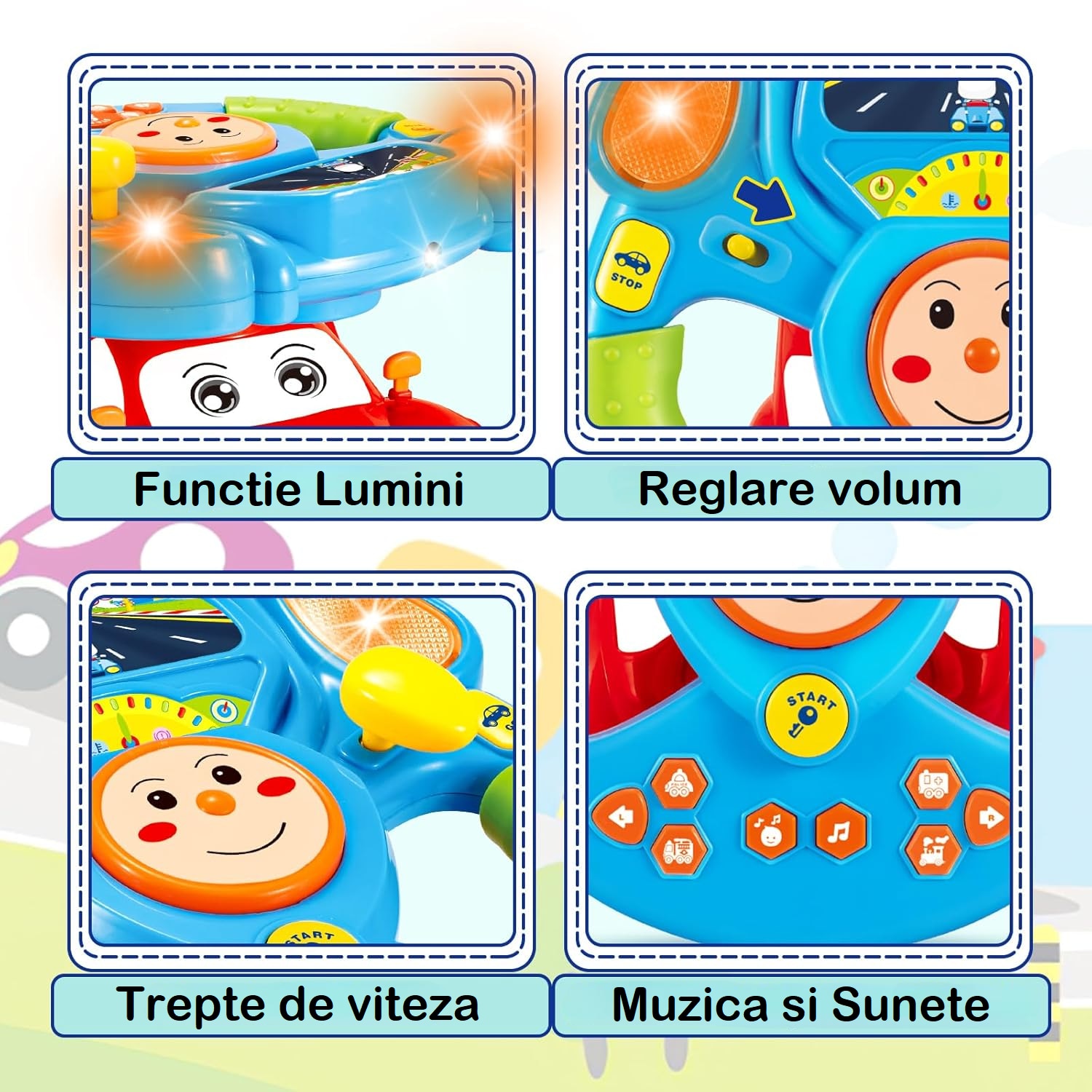 Volan Interactiv pentru Bebelusi, cu Masinuta si Schimbator de Viteze ...