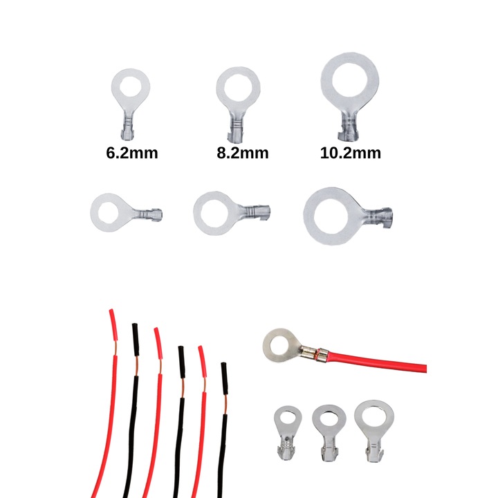 Комплект клеми за кръгли проводници, 6.2, 8.2, 10.2 mm, метални, за ...