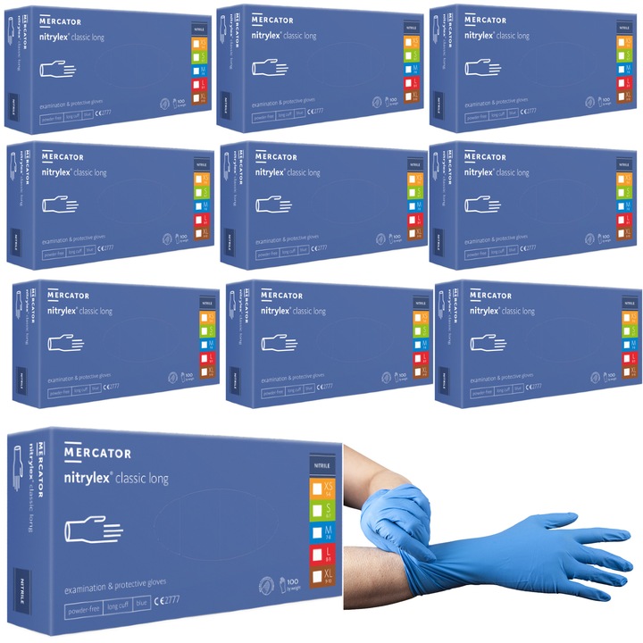 Set 1000 bucati Manusi Nitrylex classic Long, Nitril, nepudrate ...