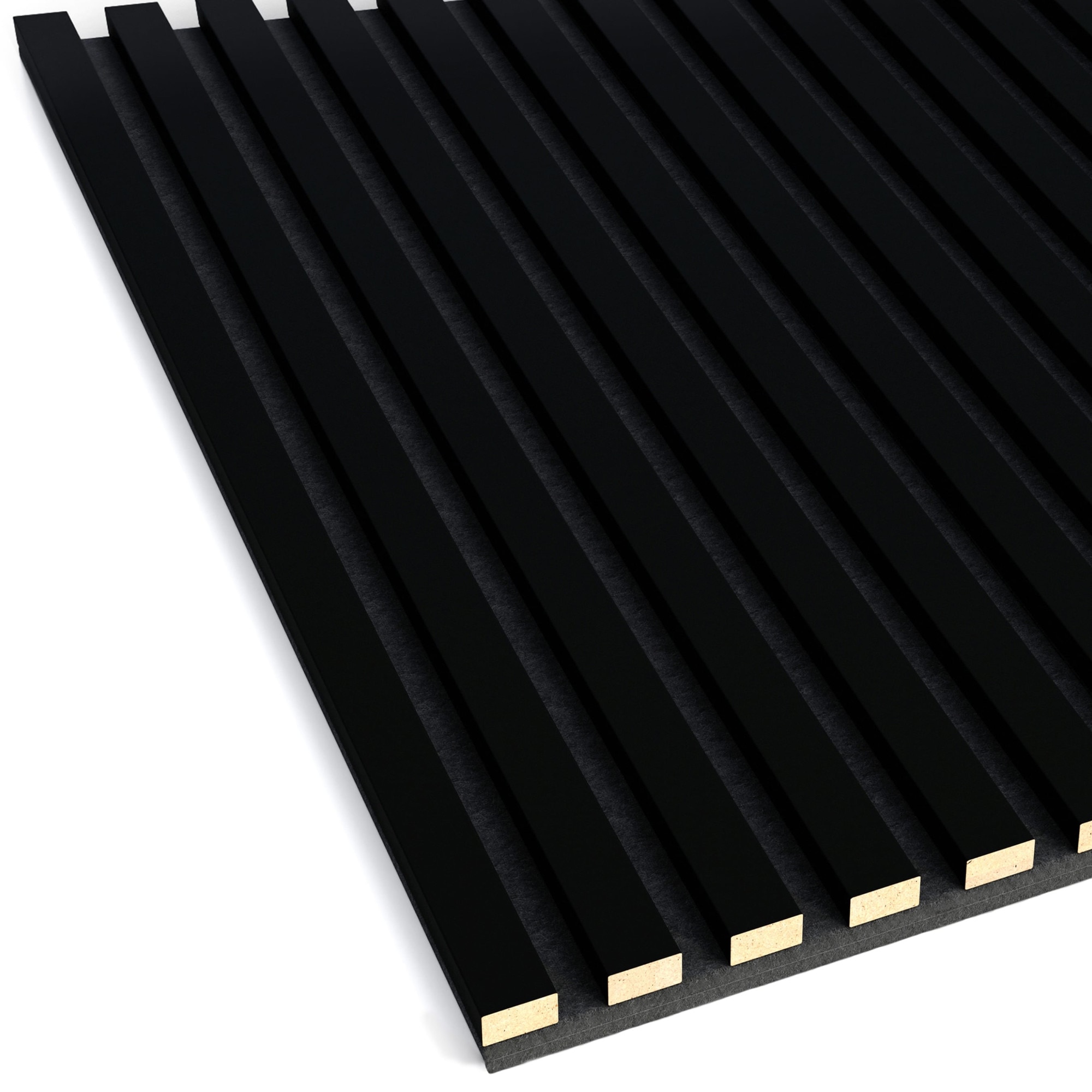 Panou acustic decorativ de perete, lemn MDF, Lameo, negru mat, 60 x 60 ...