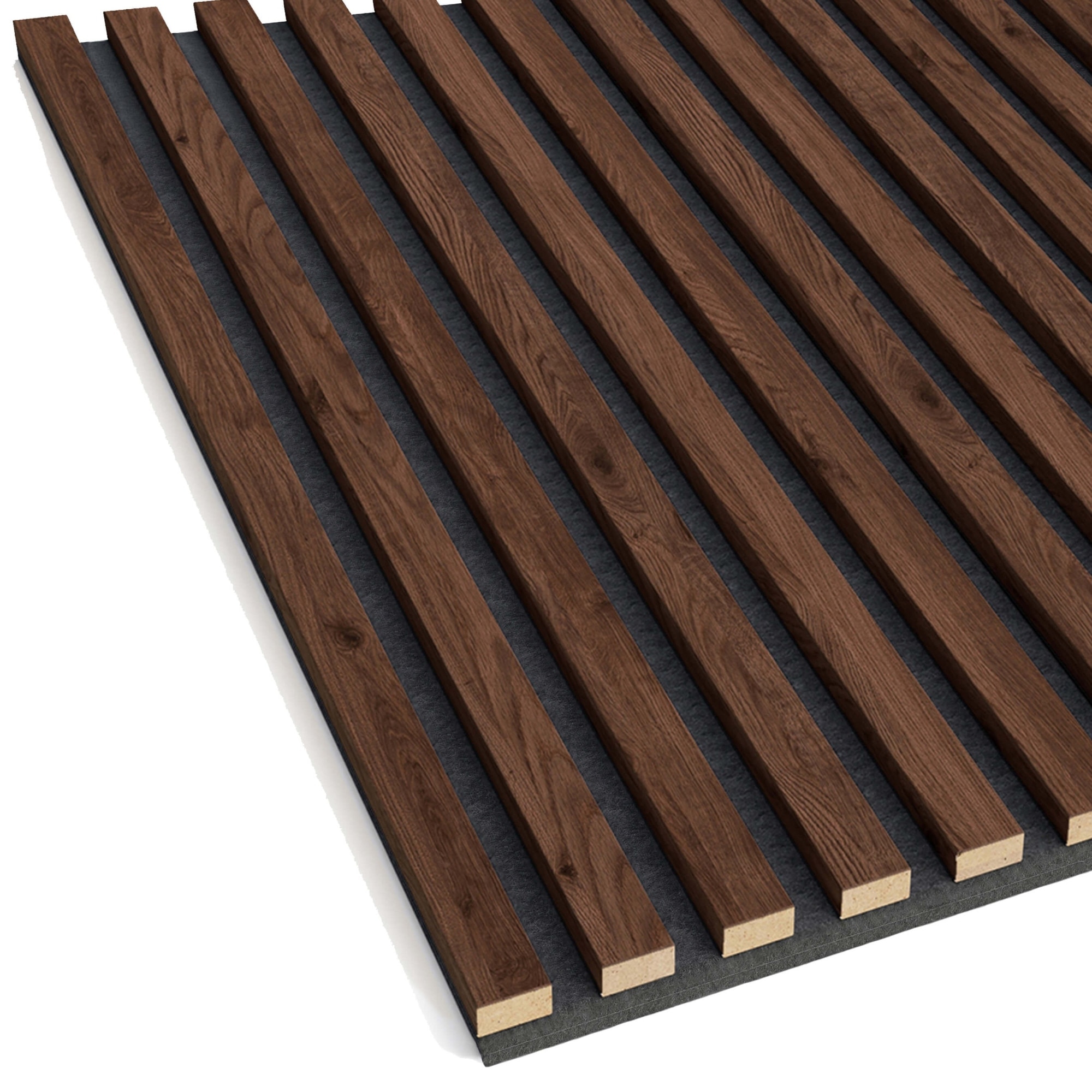 Panou acustic riflaj de perete MDF laminat, Lameo, nuc, 60 x 60 cm - eMAG.ro