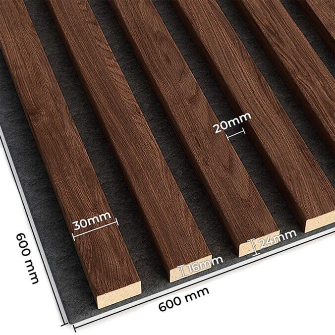 Panou acustic riflaj de perete MDF laminat, Lameo, nuc, 60 x 60 cm - eMAG.ro