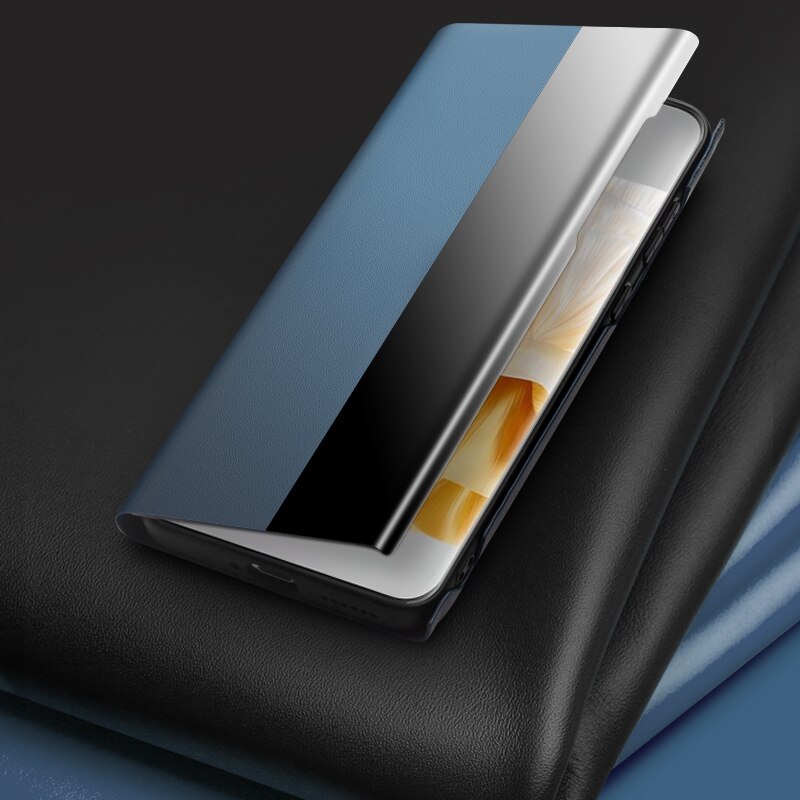 Huawei P60 Pro Vékony, természetes bőrből készült tok, smart cover ...